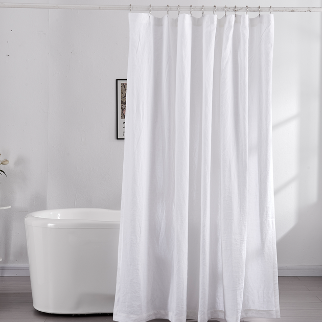 Washed Layered Plain Linen Shower Curtain | Fabric Shower curtains