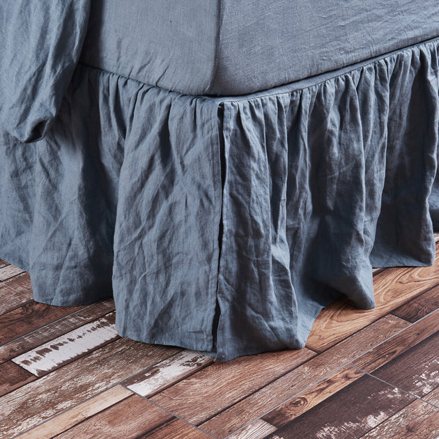 Gathered Washed Linen Dust Ruffle | Softly Washed Linen Bed Skirt – Li