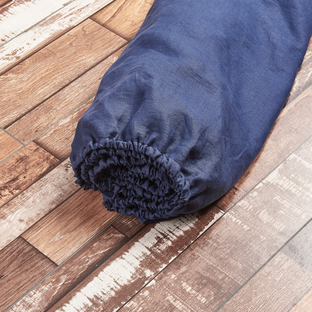 Indigo Blue Fitted Linen Sheet | Soft Washed Linen Bed Sheets | Linen ...