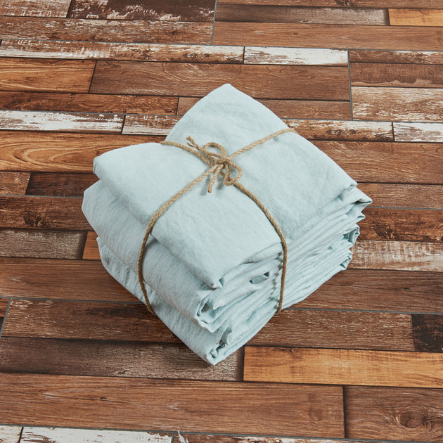 100% Pure Icy Blue Linen Bed Sheets Set | Linen Bedding | Linen Covers ...